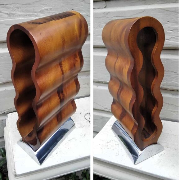 Nambe | Dining | Nambe 4 Bottle Acacia Wood Curvo Wine Rack With Silver ...